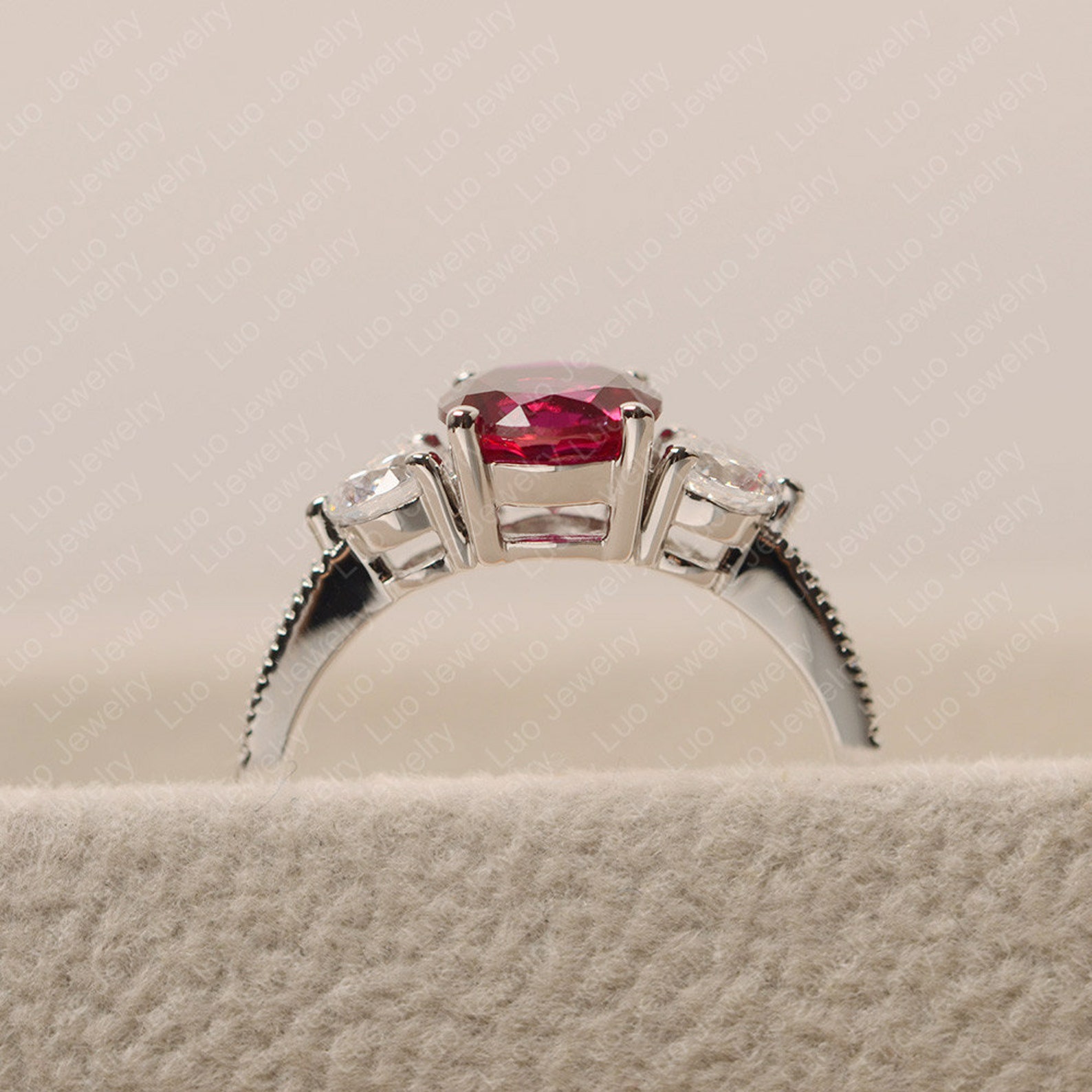 Red Ruby Ring Sterling Silver Engagement Ring for Women - Etsy