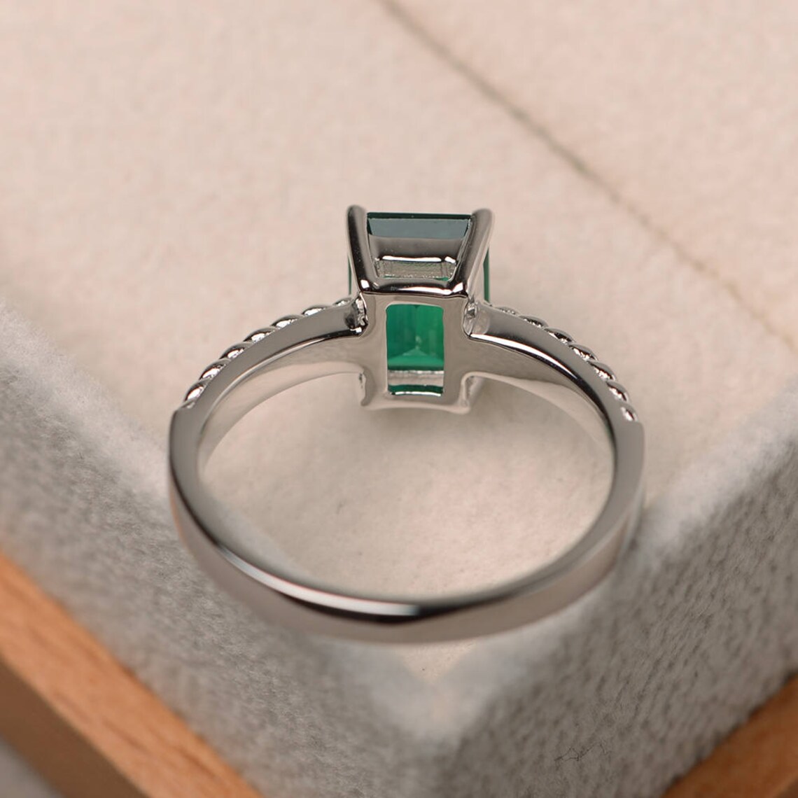 Emerald Ring Promise Ring Emerald Cut Green Gemstone May | Etsy