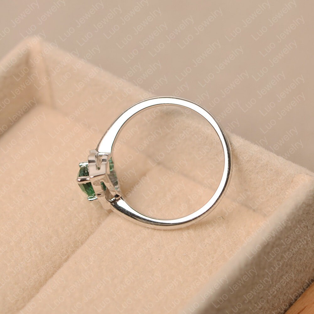 Green emerald ring May birthstone marquise cut sterling | Etsy