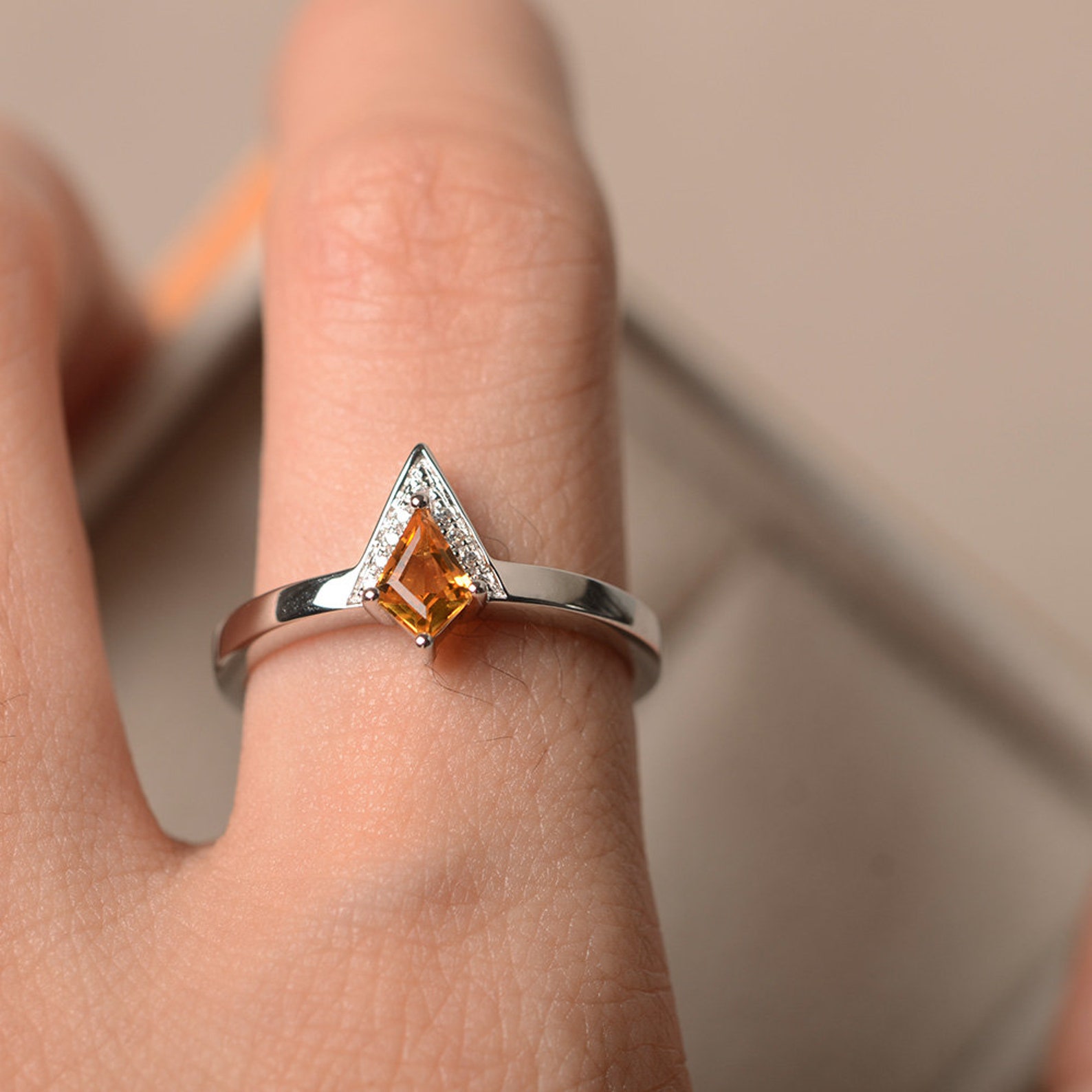 Yellow Citrine Ring Kite Ring Cocktail Ring November - Etsy