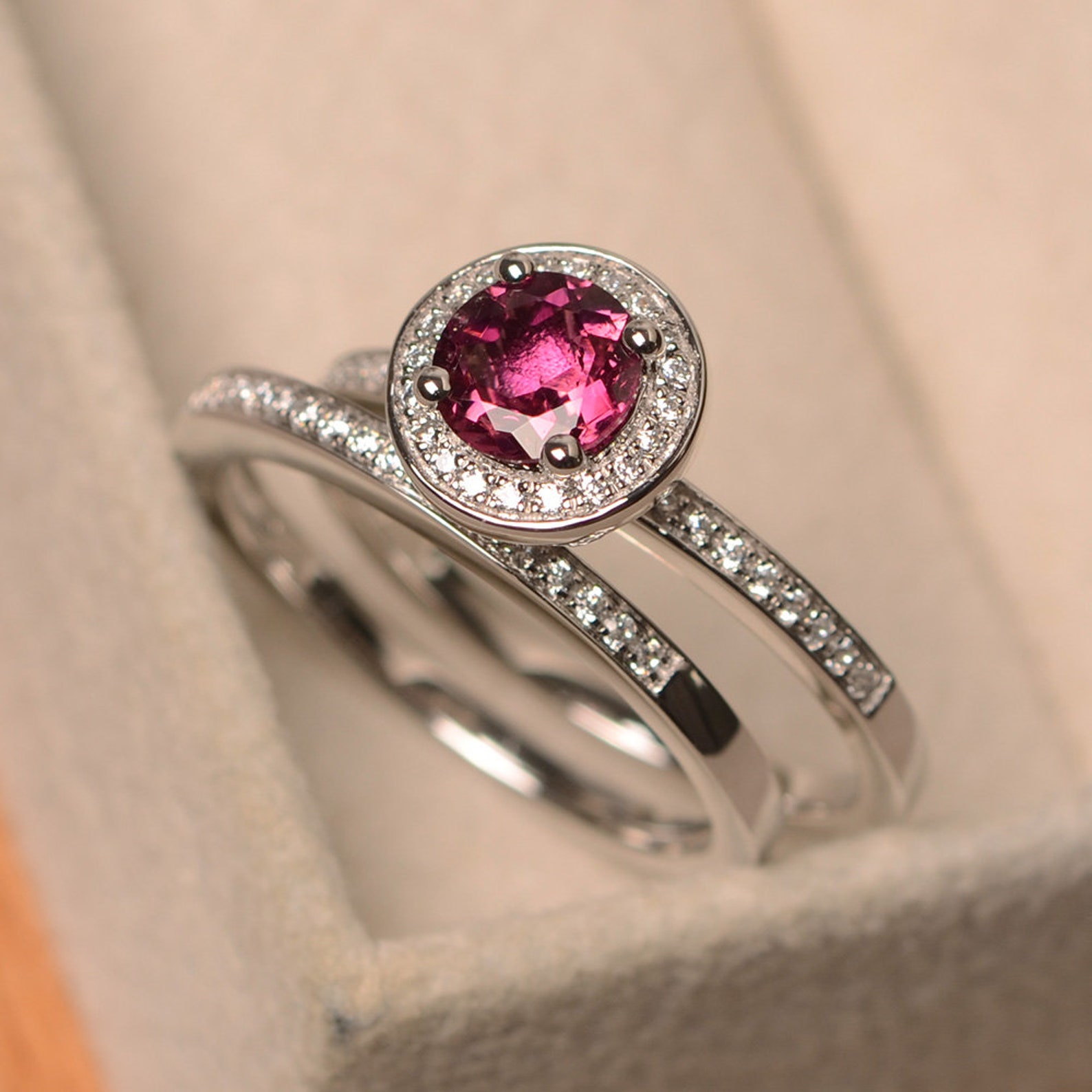 Red tourmaline ring silver proposal ring tourmaline ring | Etsy