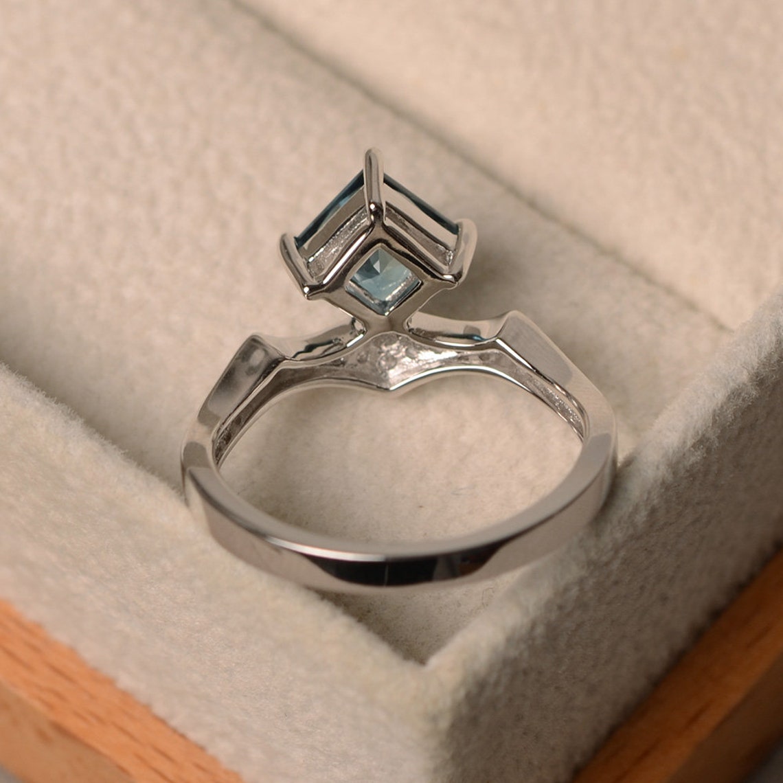 London Blue Topaz Ring Promise Rings Princess Cut Blue Gems - Etsy
