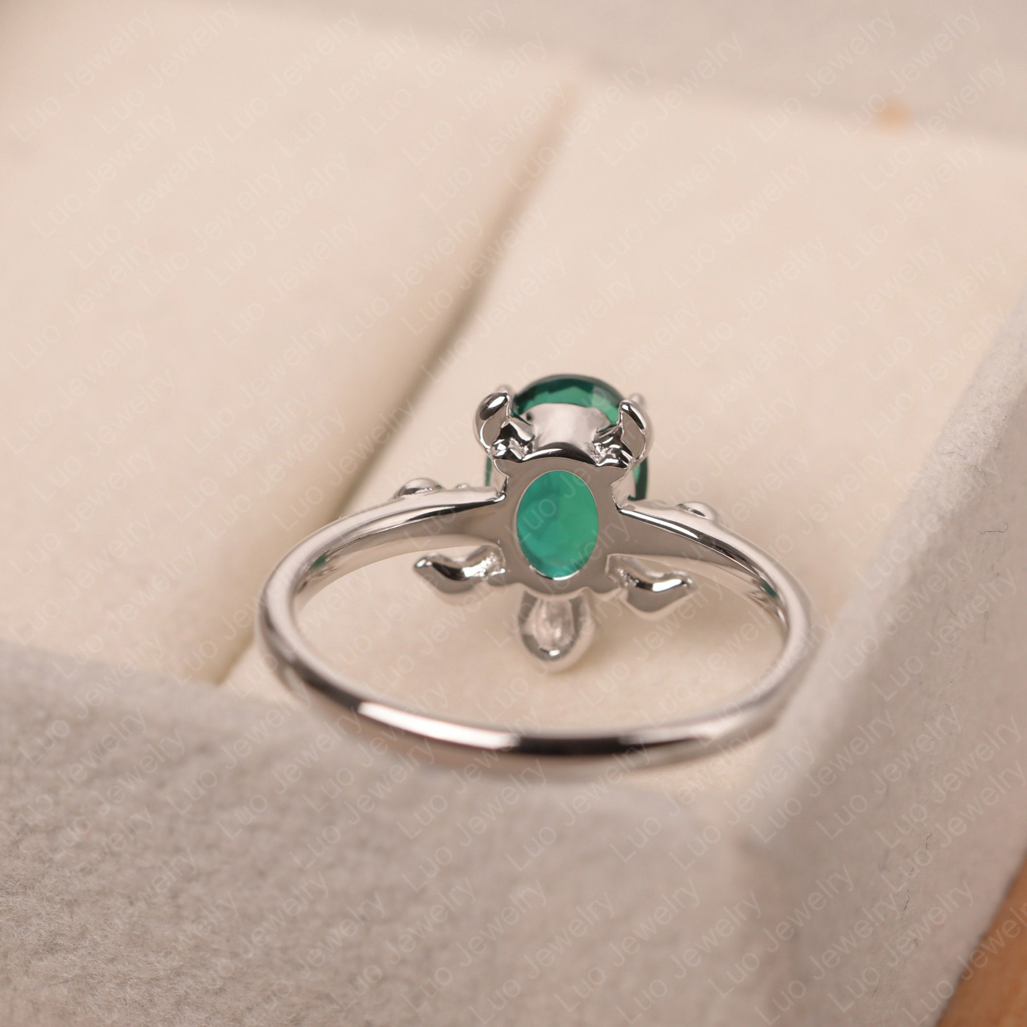 Unique Turtle Engagement Ring Oval Cut Emerald Ring Sterling | Etsy