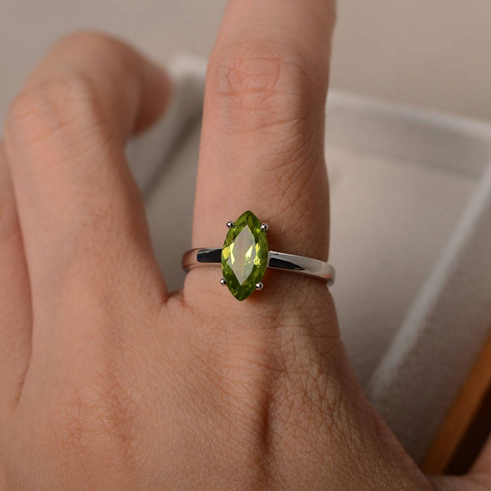 Natural Peridot Ring Wedding Ring Green Gemstone Solitaire - Etsy