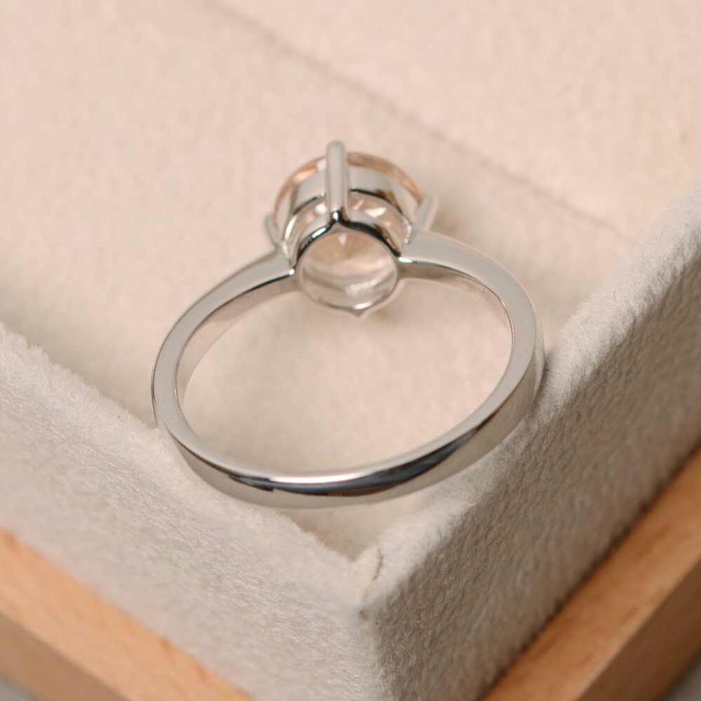 Morganite Solitaire Ring Round Morganite Ring Sterling - Etsy Australia