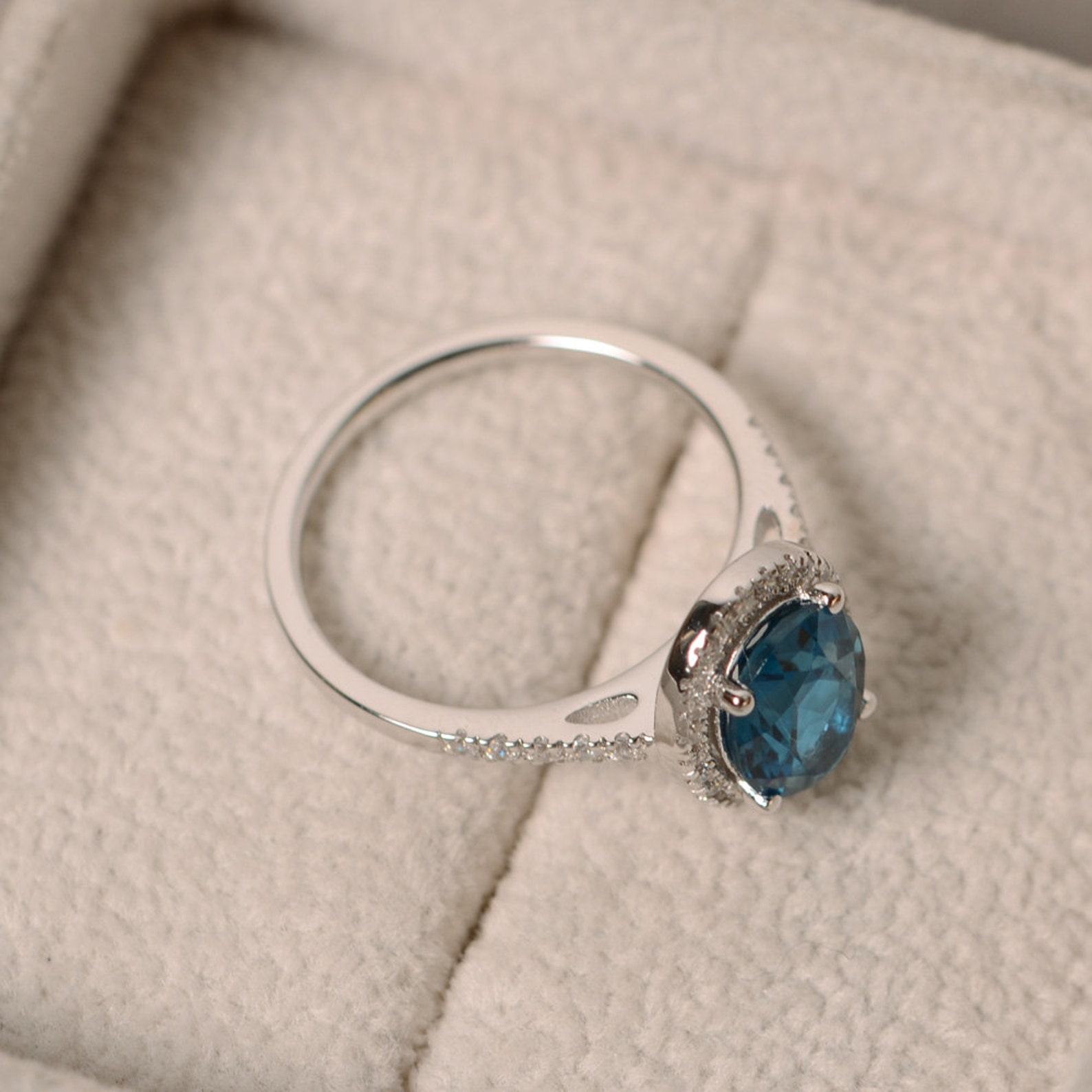Genuine London Blue Topaz Ring Oval Cut Sterling Silver - Etsy