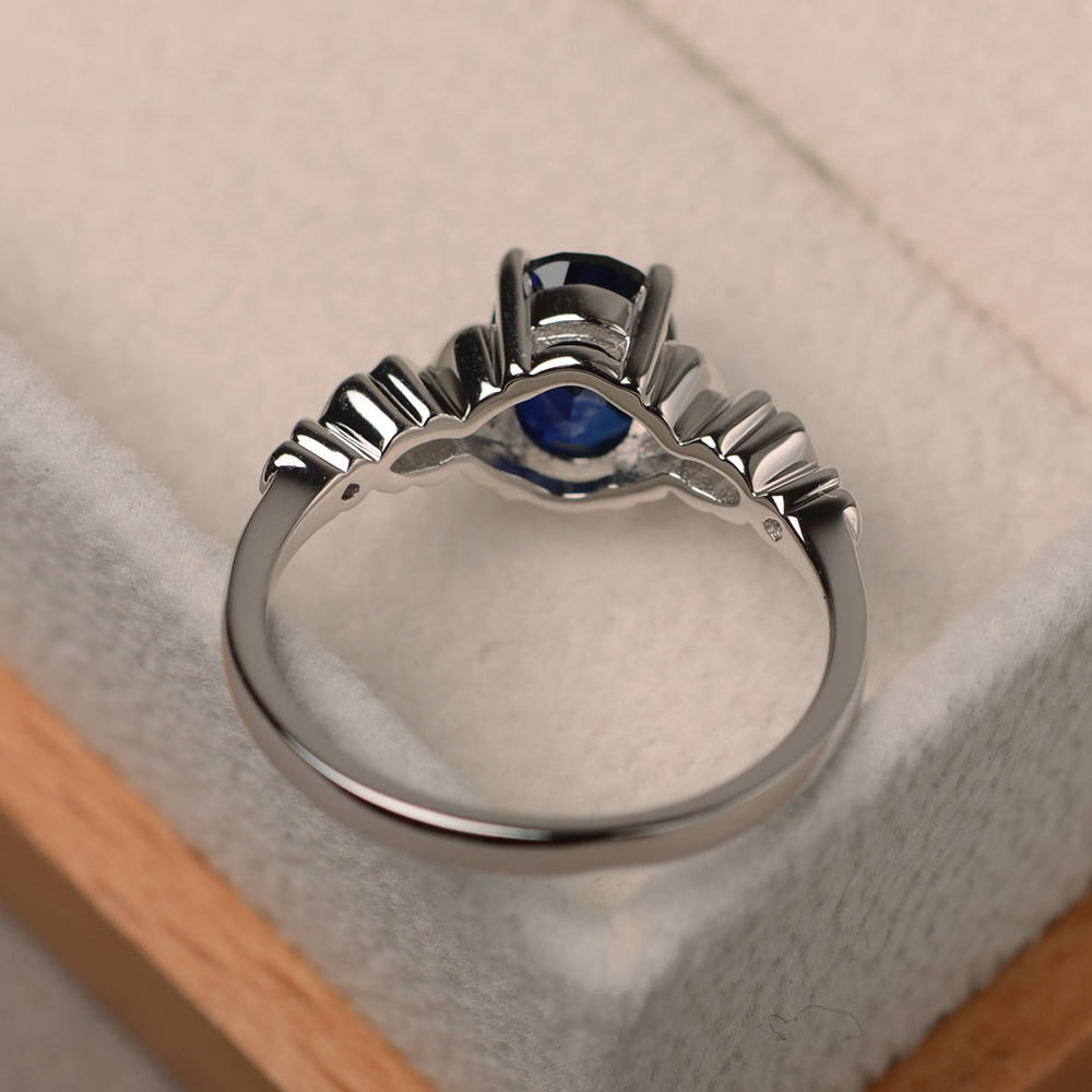 Blue Sapphire Ring Retro Wedding Ring Oval Cut Blue - Etsy