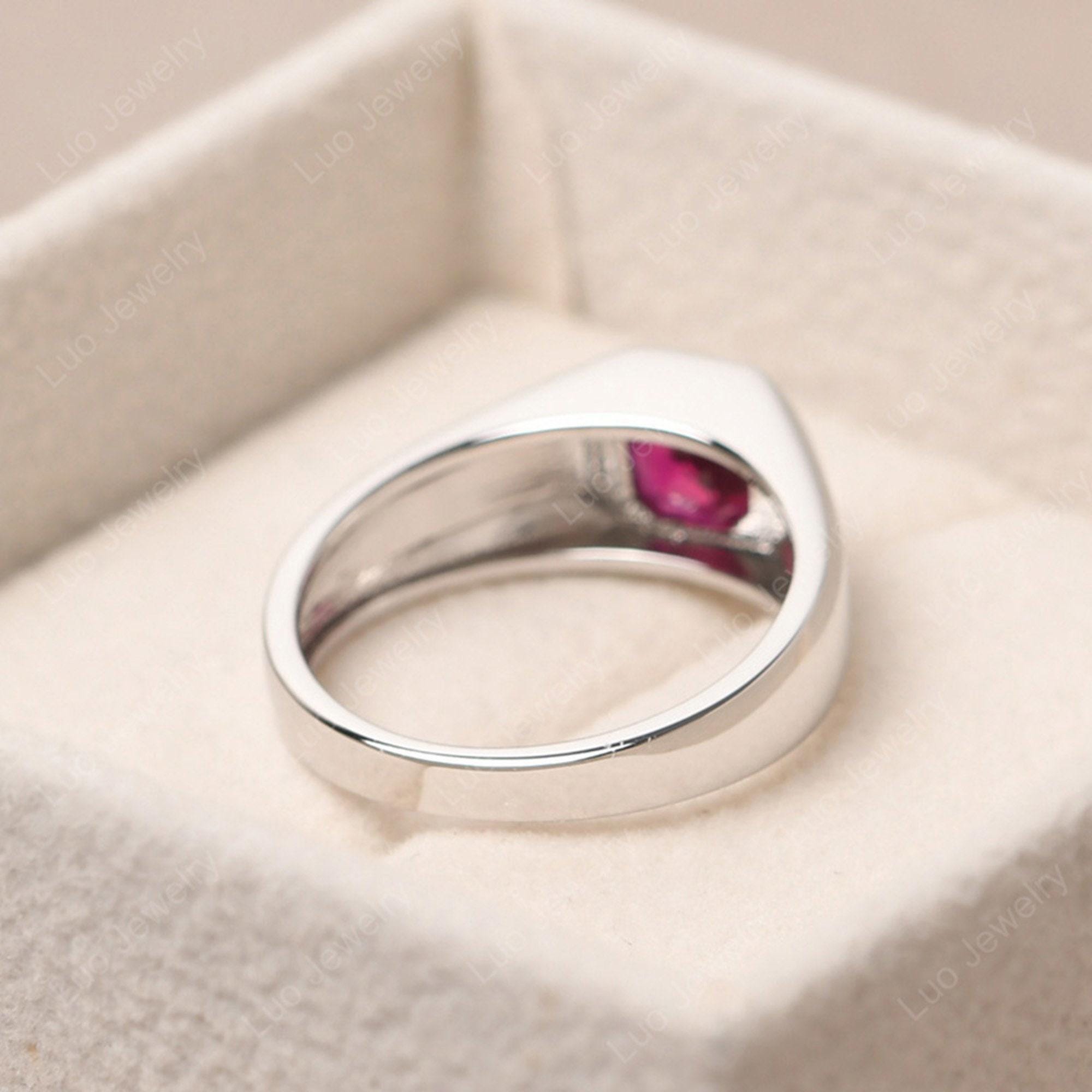 Minimalist Ruby Wedding Ring for Men, Silver Asscher Cut July ...