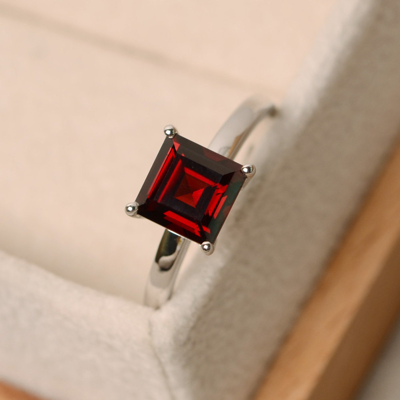 Red Garnet Ring, Sterling Silver, Garnet Ring, Natural Garnet Ring ...