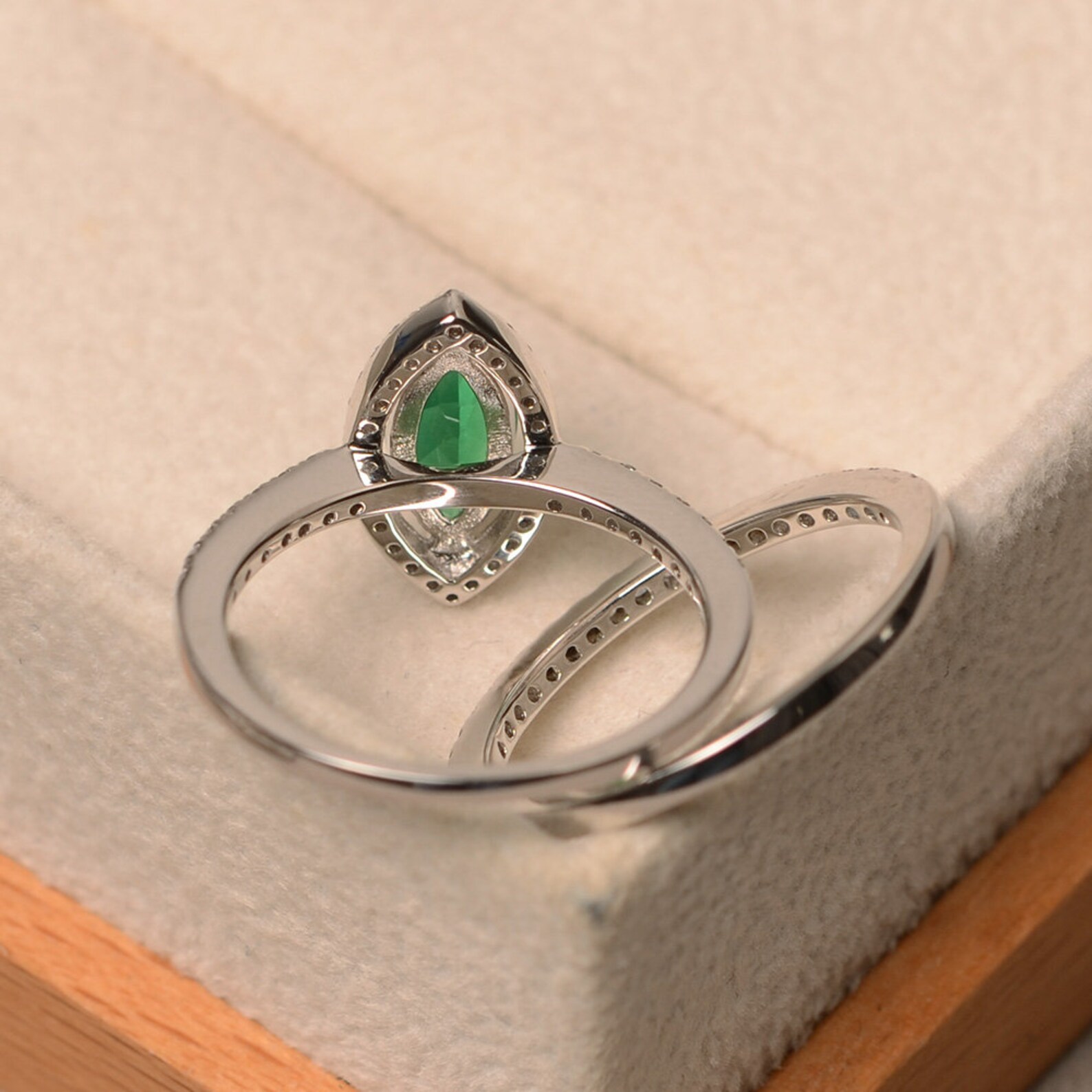 Lab Emerald Ring Silver Engagement Ring May Birthstone - Etsy
