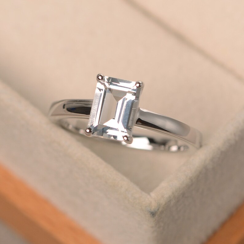 White Topaz Ring Clear Crystal Ring Solitaire Ring | Etsy