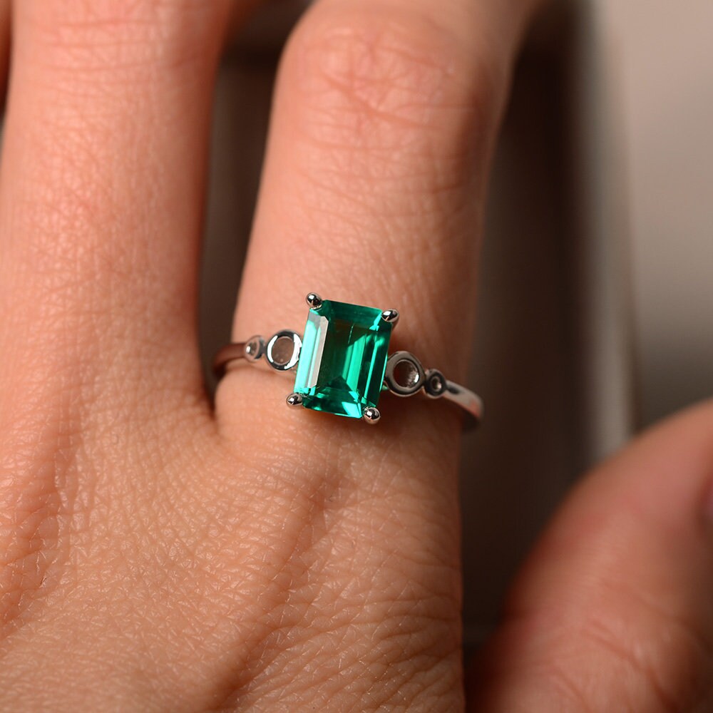 Emerald Ring Solitaire Ring Green Gemstone Emerald Promise - Etsy UK