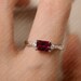 Lab Ruby Ring, Emerald Cut, July Birthstone Ring, Sterling Silver ...