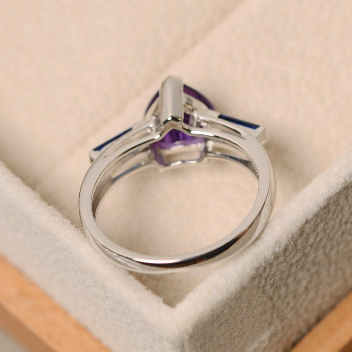 Heart Cut Ring, Natural Amethyst Ring, Purple Ring, Gemstone ...