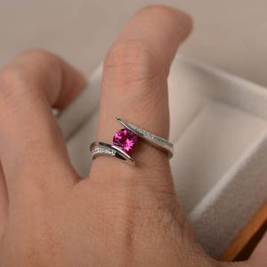Ruby Promise Ring, Ruby Ring, July Birthstone Ring, Sterling Silver ...