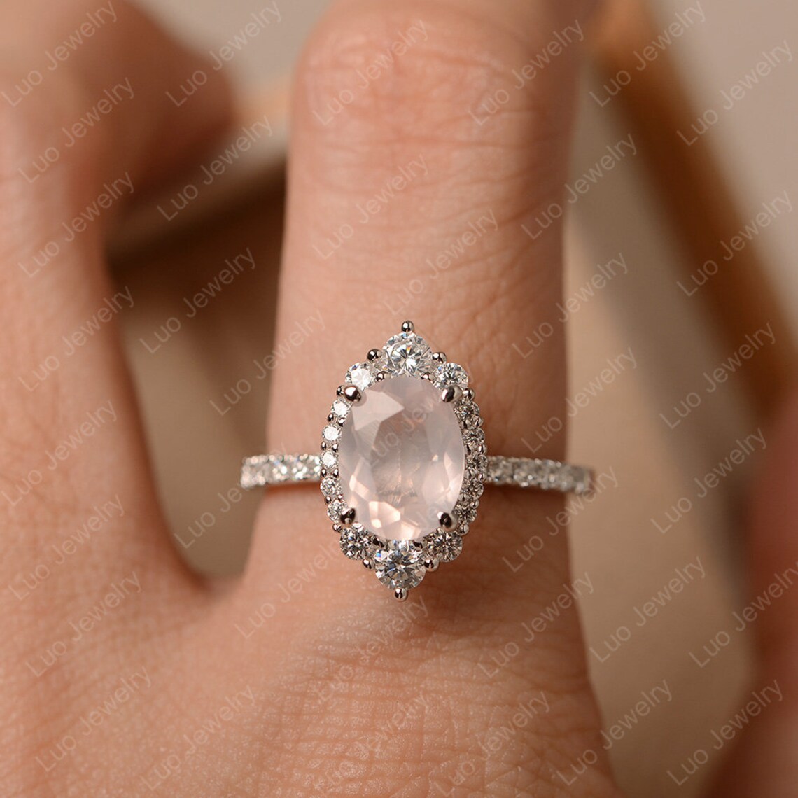 Pink quartz ringsterling silver oval cut gesmtonestunning | Etsy