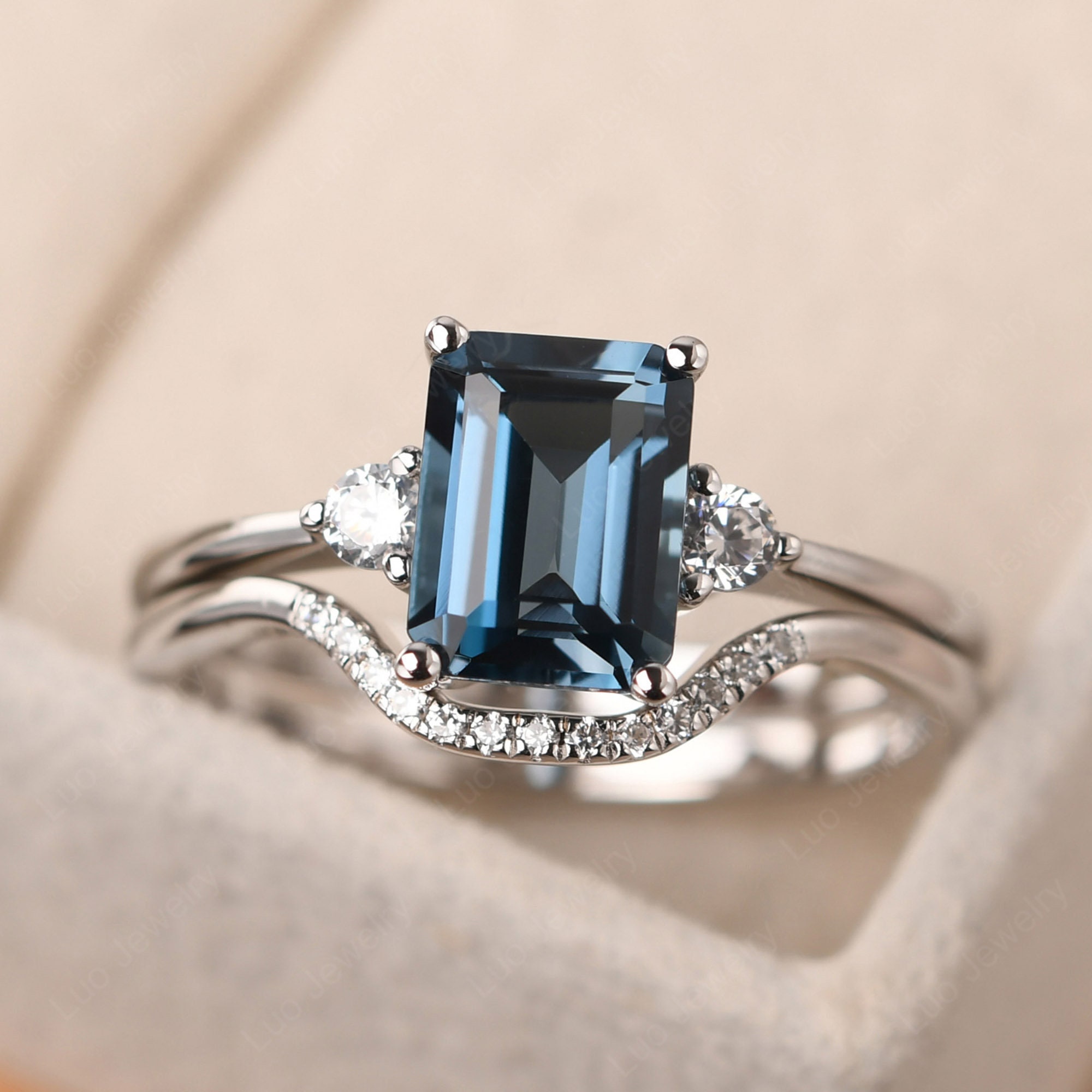 Blue Topaz Wedding Set