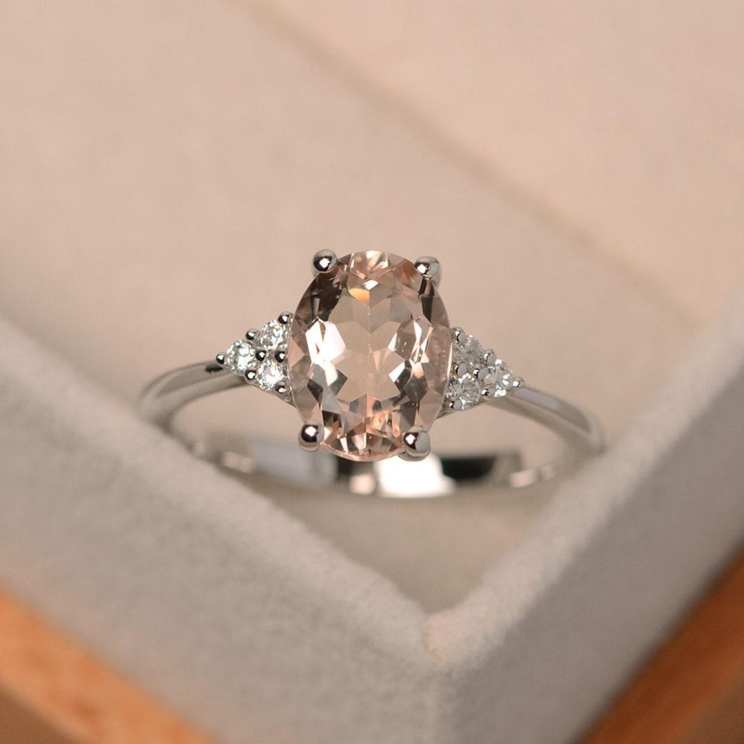 Morganite Ring, Pink Gemstone, Morganite Engagement Rings, Oval Shape ...