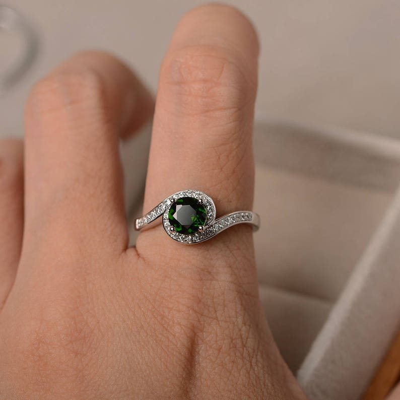 Green Gemstone Ring Engagement Ring Natural Chrome Diopside - Etsy