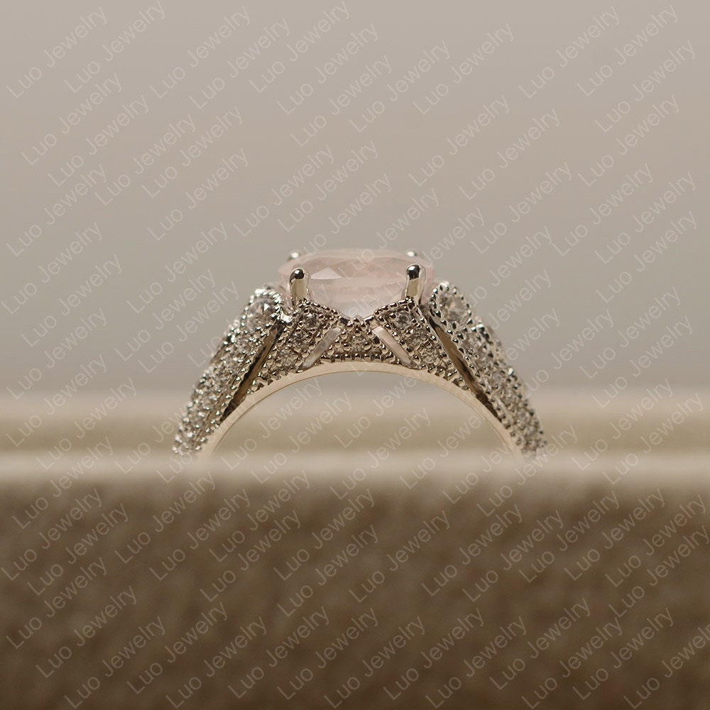 Pink Quartz Ring Oval Cut Pink Gemstone Ring Sterling - Etsy