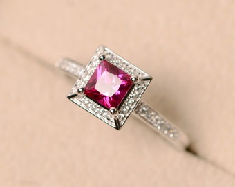 Lab Created Ruby Ring - Etsy