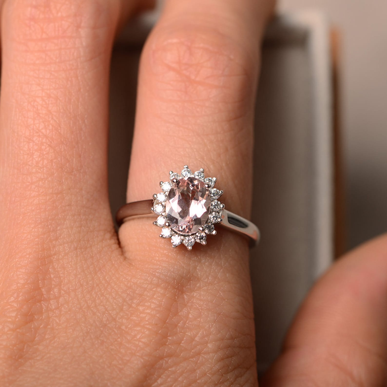 Natural Morganite Ring Pink Gemstone Sterling Silver - Etsy