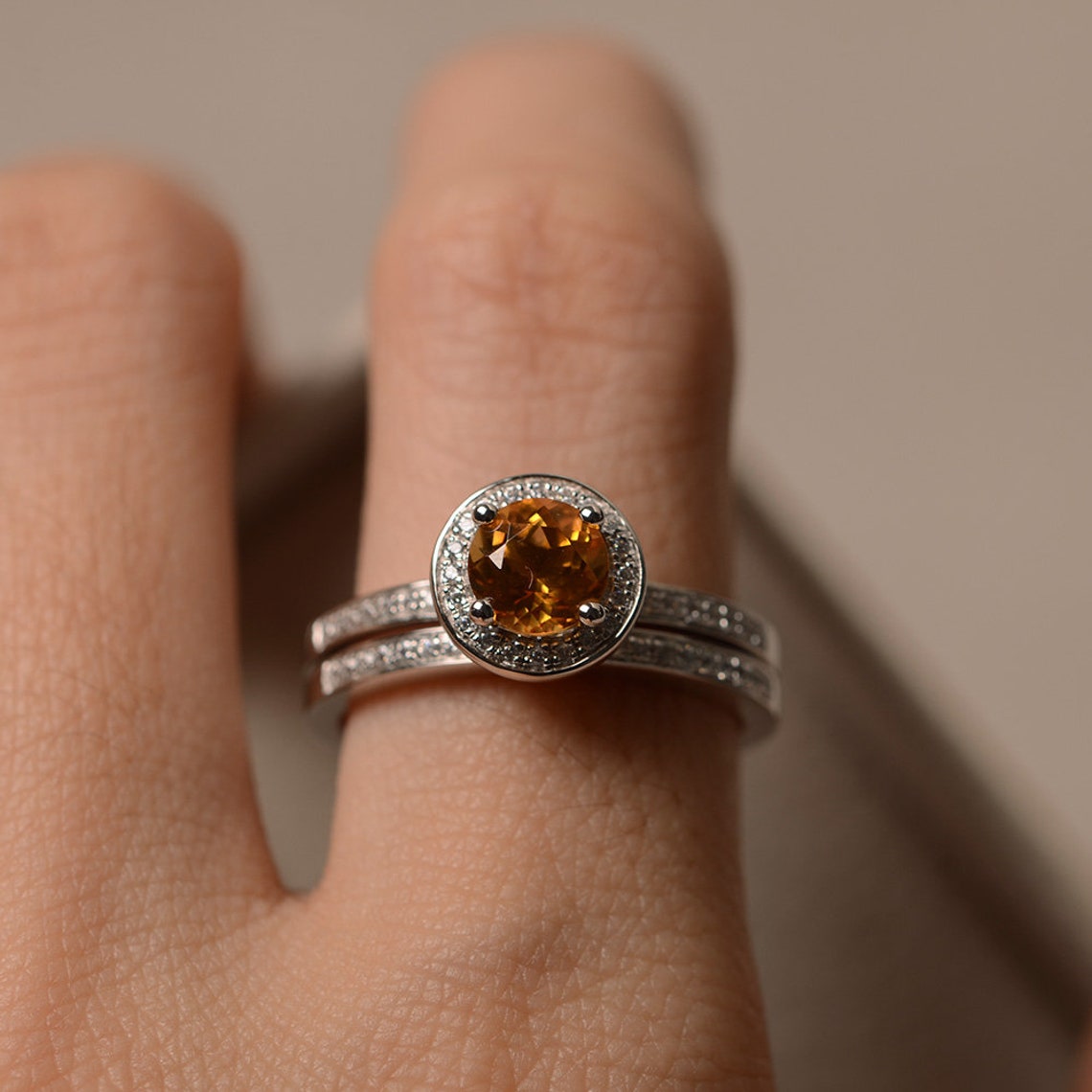 Yellow Citrine Ring Brilliant Cut Yellow Gemstone Silver - Etsy