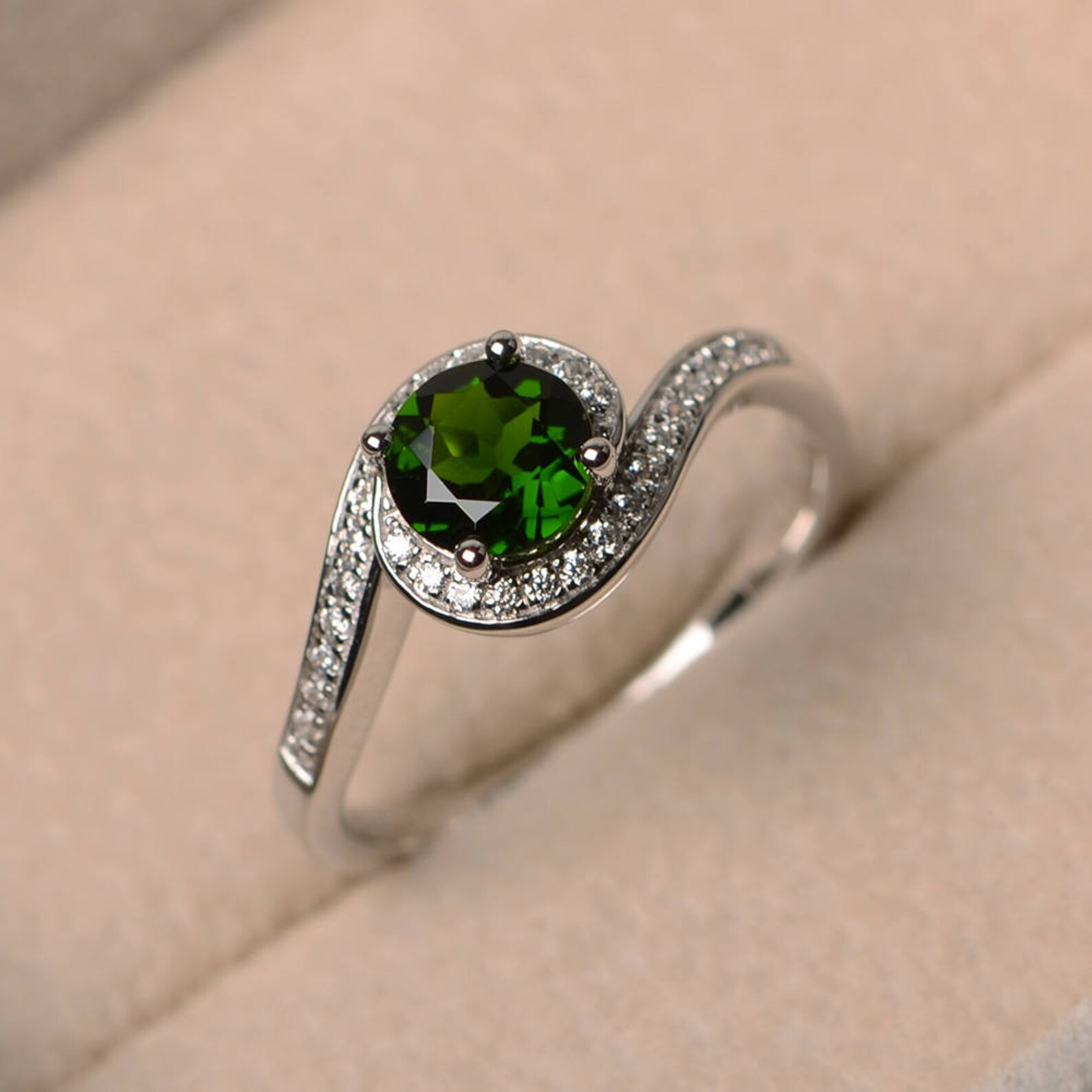 Green Gemstone Ring Engagement Ring Natural Chrome Diopside - Etsy