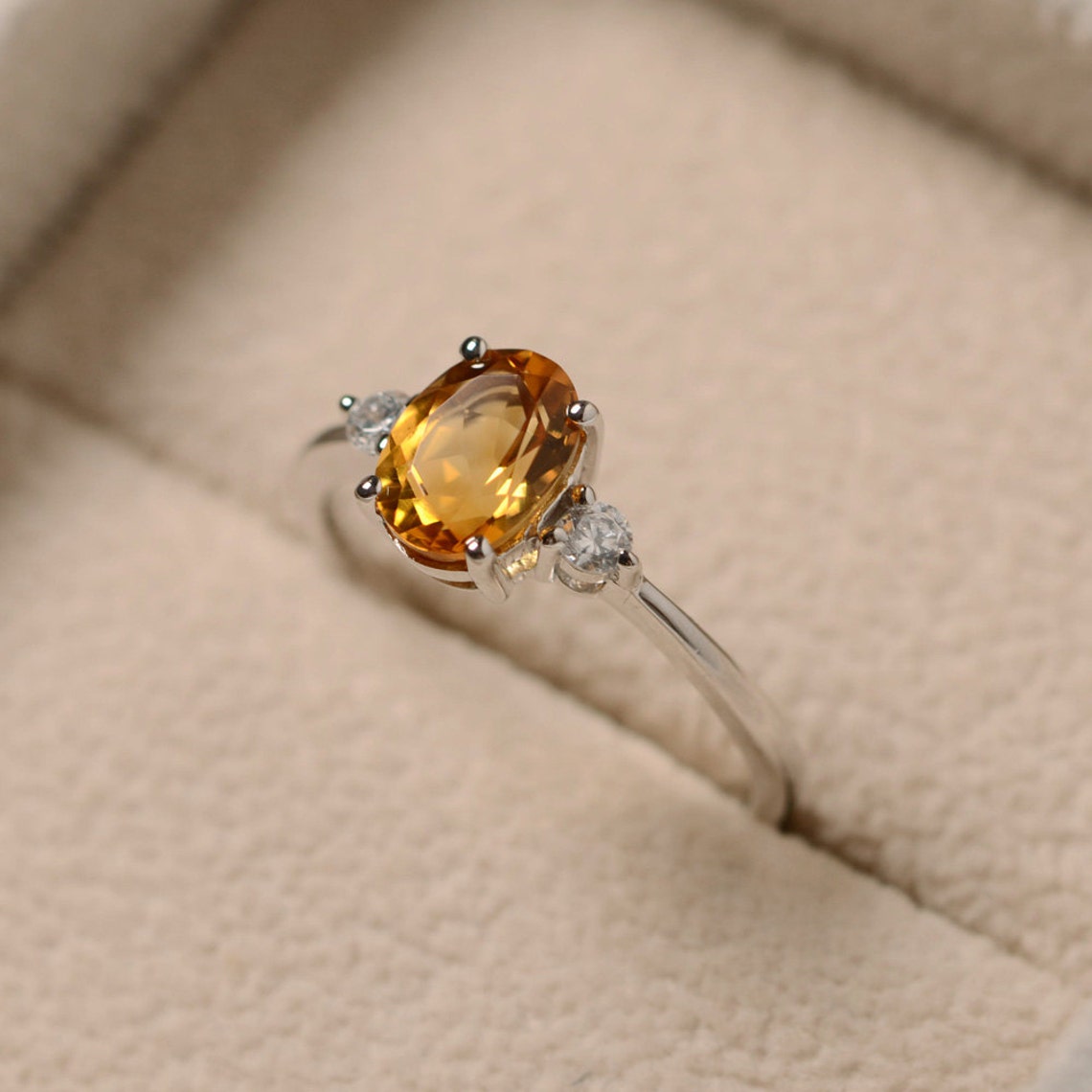Citrine Ring Oval Quartz Sterling Silver Yellow Quartz - Etsy