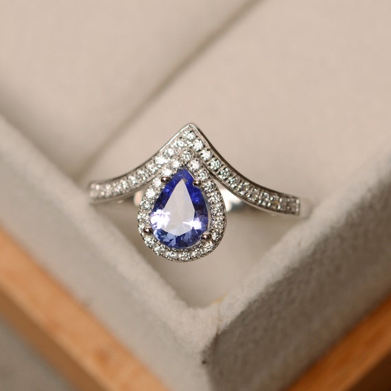 Tanzanite ring pear cut engagement ring tanzanite | Etsy