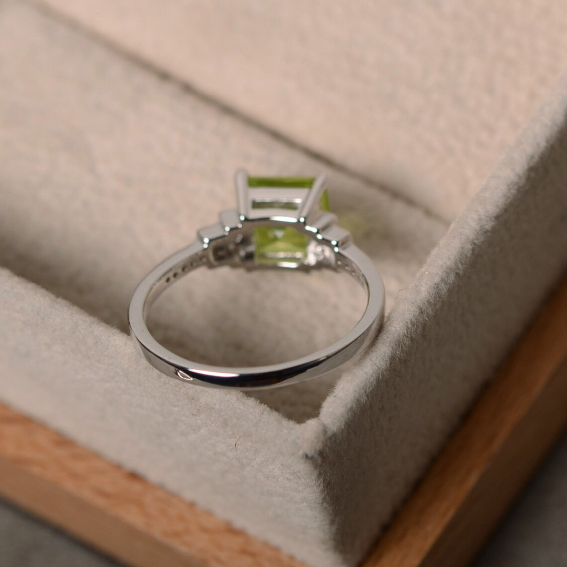 Natural Peridot Ring Square Cut Engagement Promise Ring - Etsy