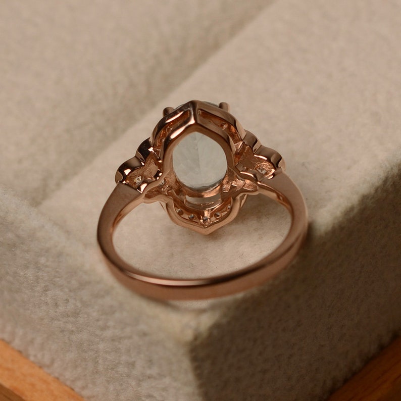Aquamarine Ring Rose Gold Oval Cut March Birthstone Ring | Etsy