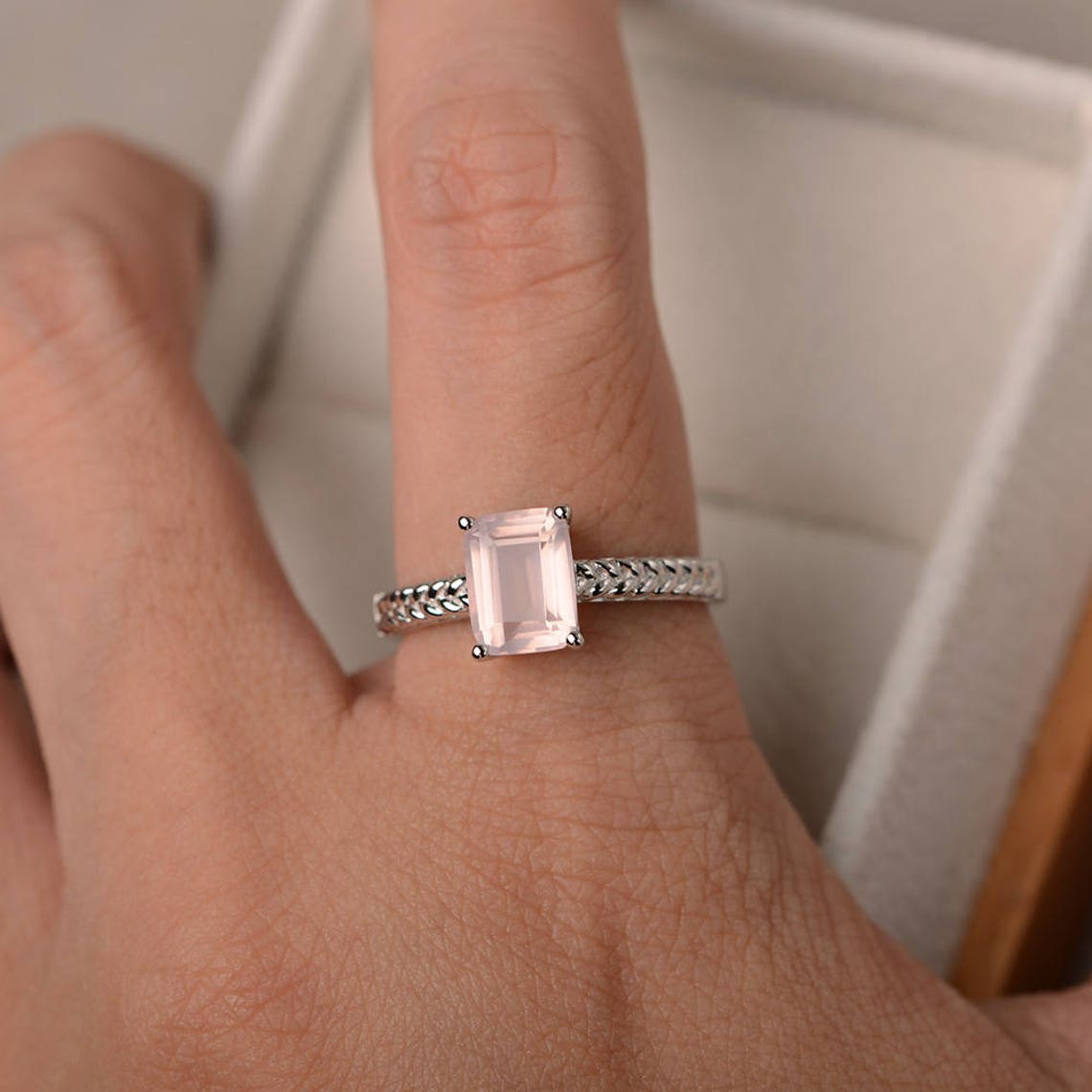 Anillo de cuarzo rosa natural anillo de compromiso piedra - Etsy México