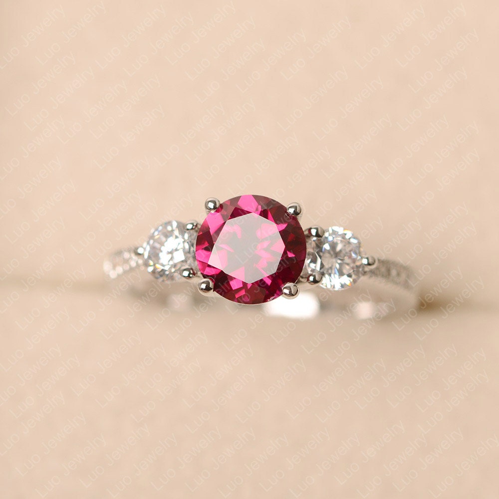 Red Ruby Ring Sterling Silver Engagement Ring for Women - Etsy