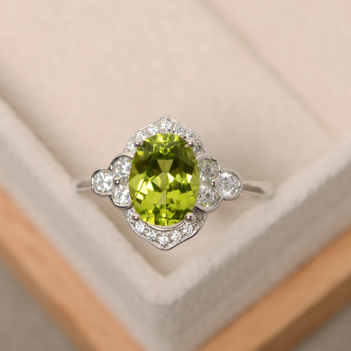 Oval Peridot Ring Sterling Silver Gemstone Peridot Oval Cut - Etsy