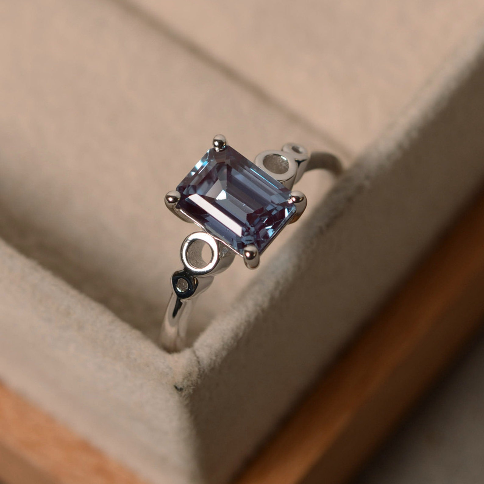 Lab Alexandrite Ring Sterling Silver Solitaire Rings | Etsy