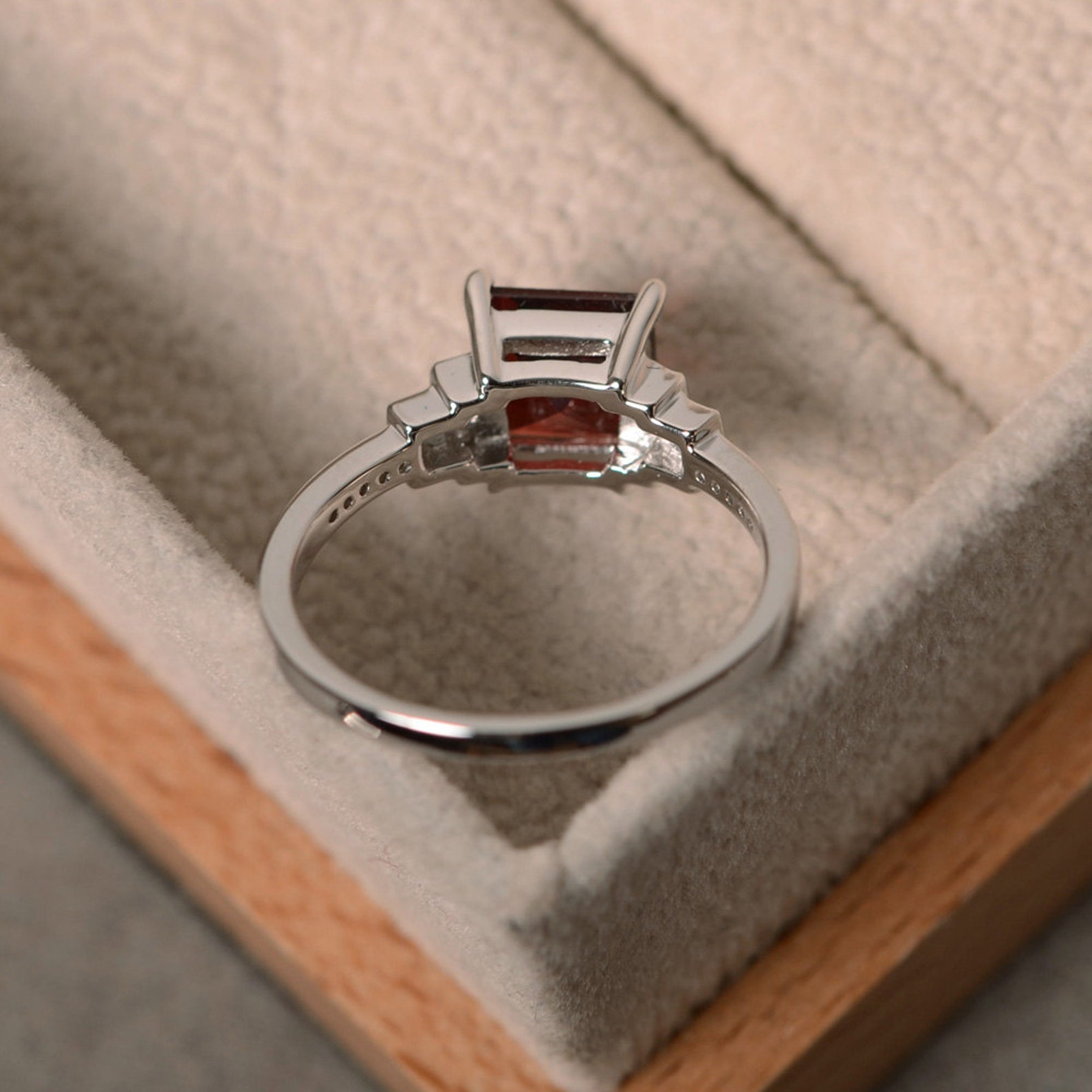 Garnet rings red gemstone January birthstone ring promise | Etsy