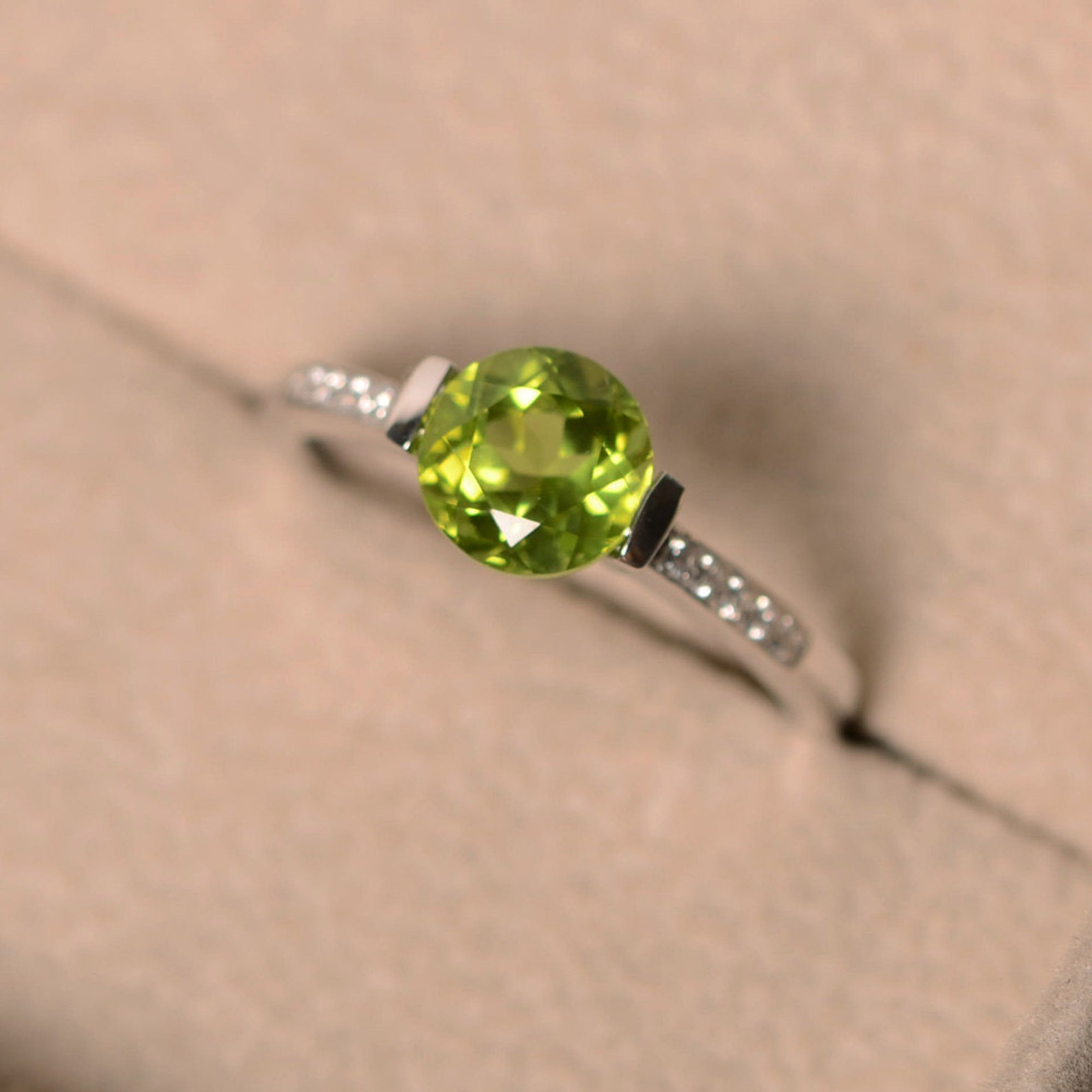 Natural Peridot Ring August Birthstone Sterling Silver | Etsy