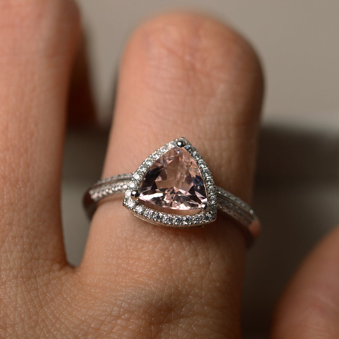 Morganite Engagement Ring Morganite Ring Sterling Silver - Etsy