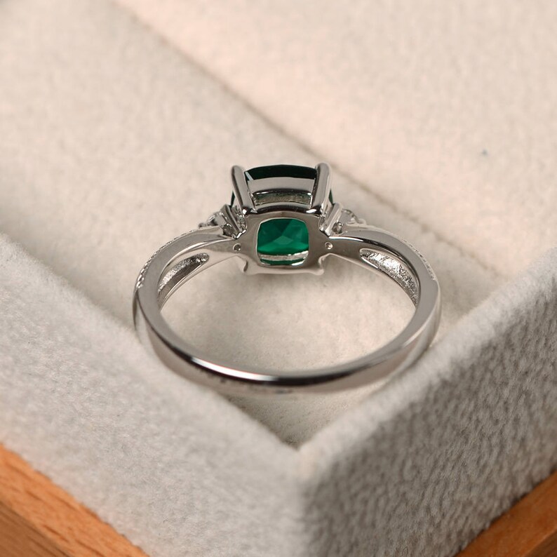 Emerald Rings Sterling Silver Engagement Ring May - Etsy