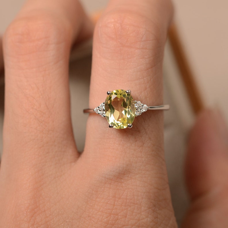 Lemon quartz ring oval cut yellow quartz ring engagement | Etsy