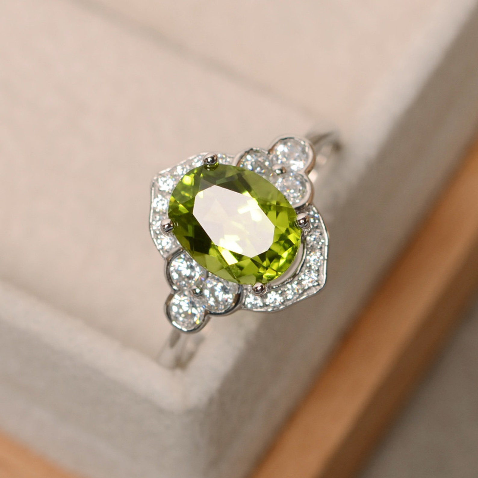Oval Peridot Ring Sterling Silver Gemstone Peridot Oval Cut - Etsy