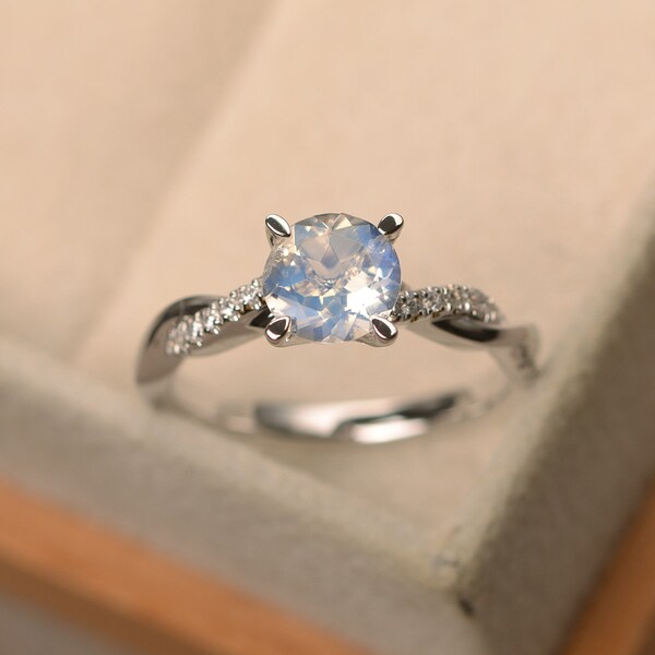 Blue Moonstone Ring - Etsy UK