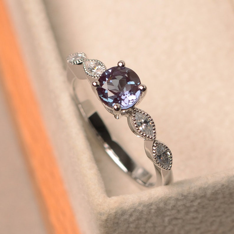 Alexandrite ring June birthstone ring color changing | Etsy