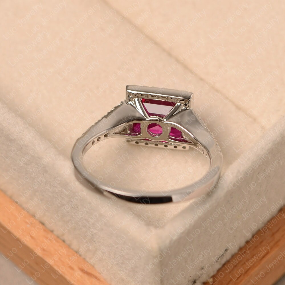 Anillo de rubí rojo corte cuadrado julio piedra de - Etsy España