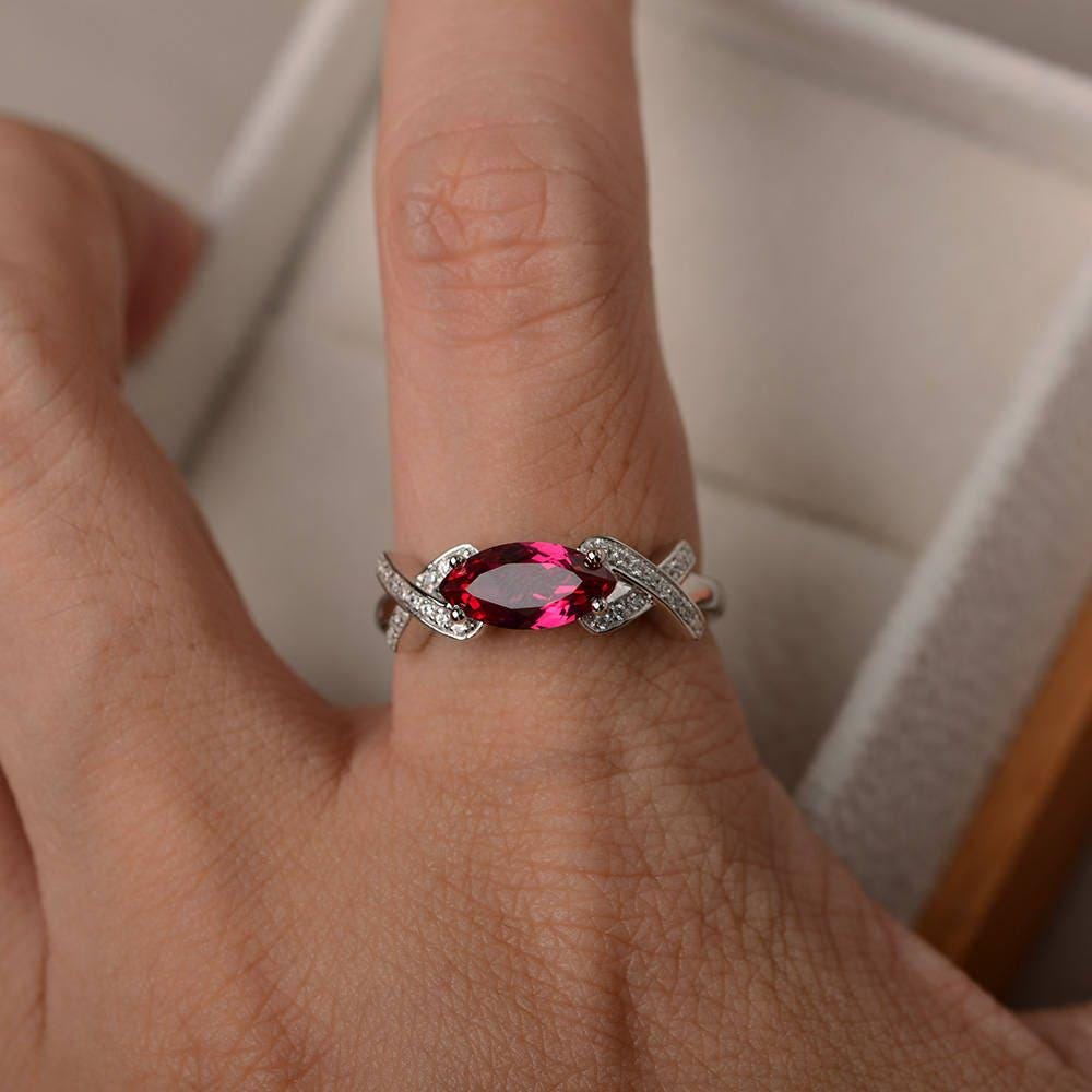 Wedding Ring, Ruby Ring, July Birthstone Ring, Marquise Cut Red ...