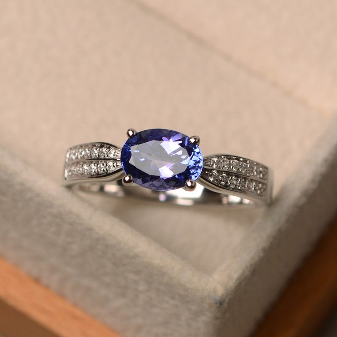 Natural Tanzanite Ring, December Birthstone Ring, East to West Ring ...