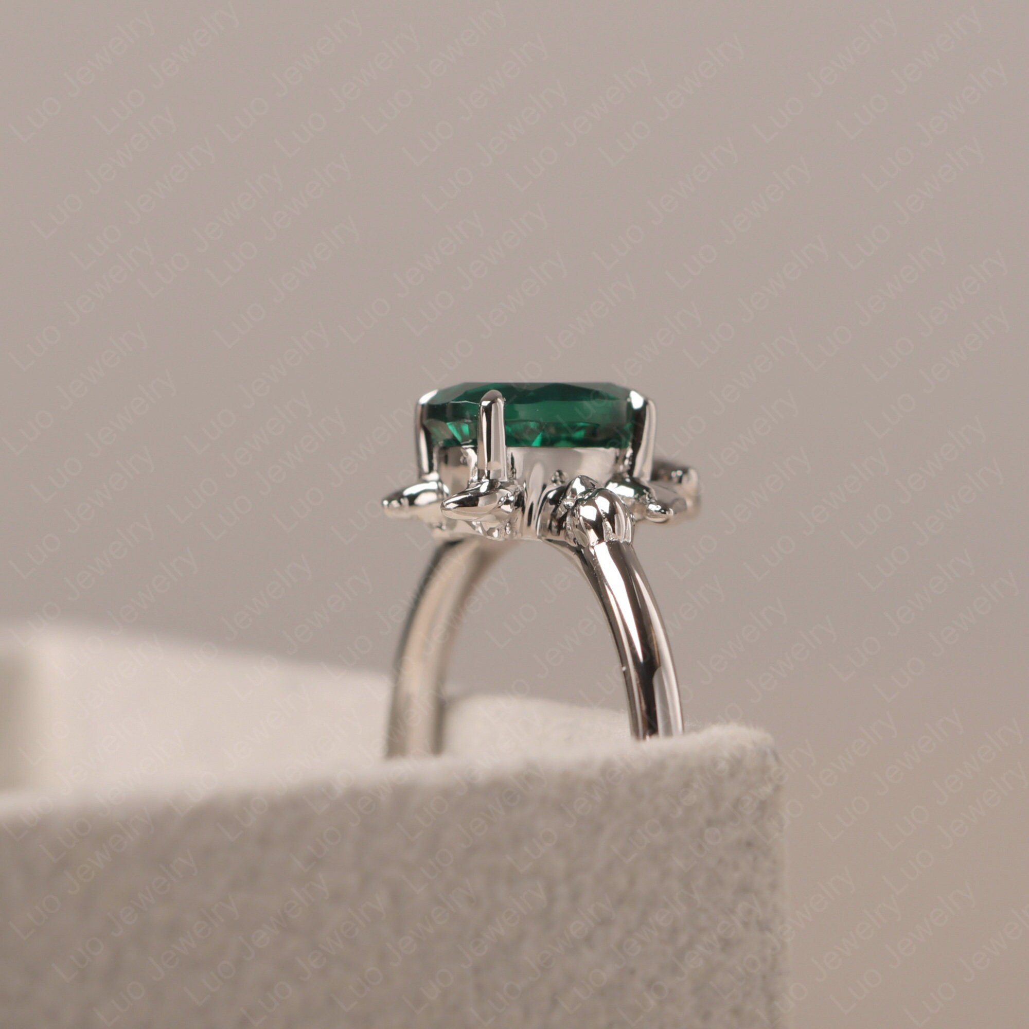 Unique Turtle Engagement Ring Oval Cut Emerald Ring Sterling | Etsy