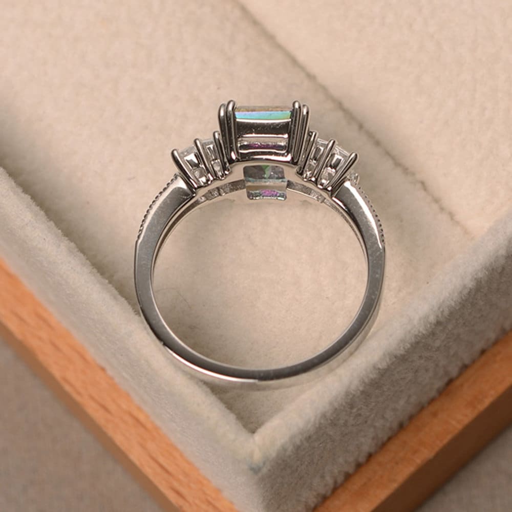 Mystic Topaz Ring Rainbow Mystic Topaz Ring Emerald Cut - Etsy