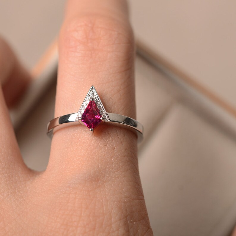 Red Ruby Ring Kite Engagement Ring Silver Wedding Ring July - Etsy